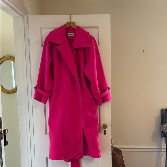 saint art | Jackets & Coats | Vibrant Pink Overcoat | Poshmark